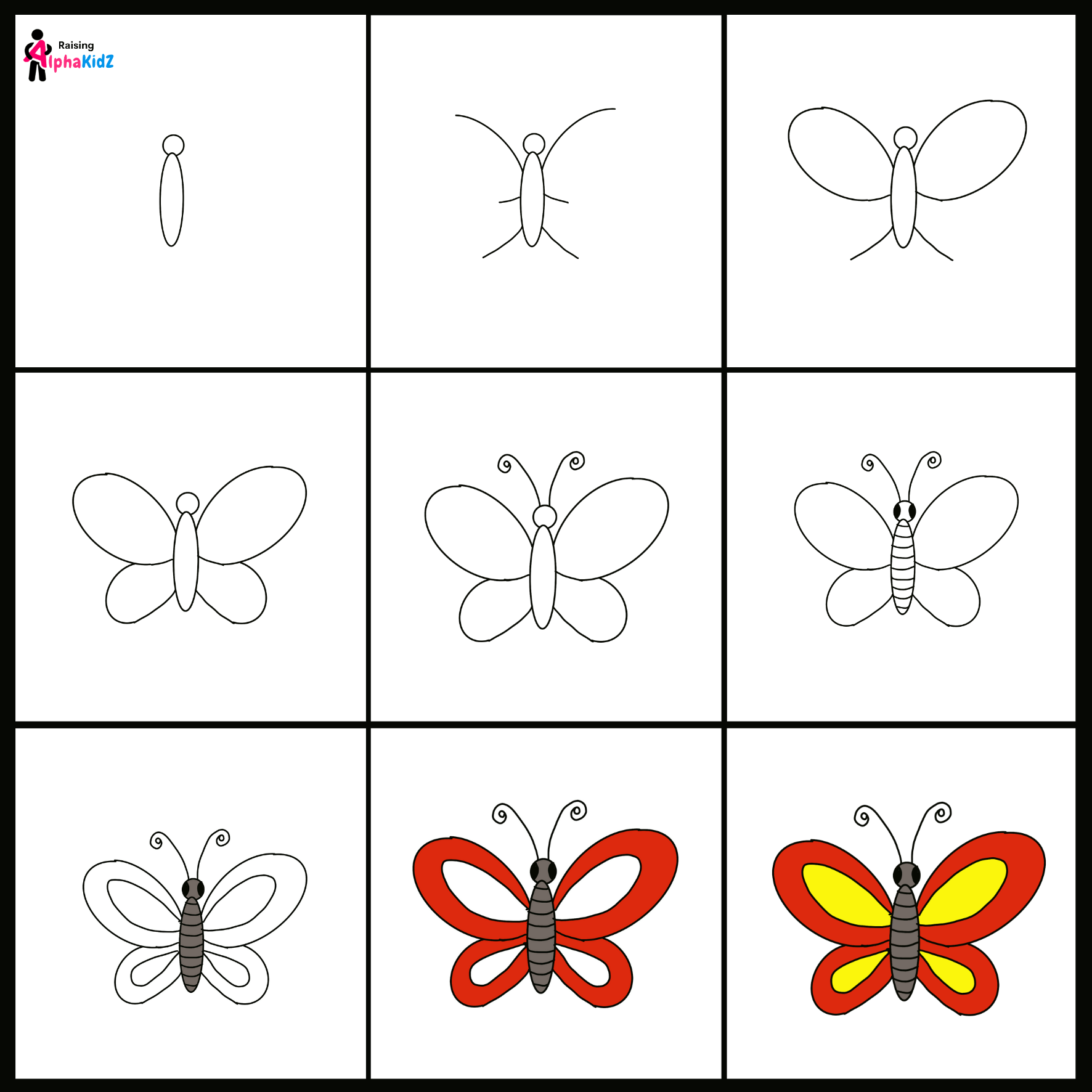 How to Draw a Butterfly Easily For Kids » Raising Alphakidz