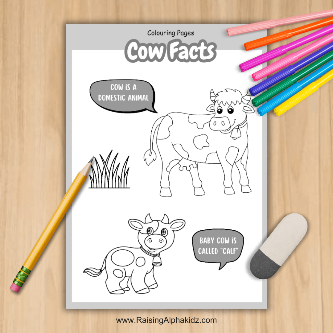 Free Printable Colouring Pages for Kids: Cow & It's Facts » Raising ...
