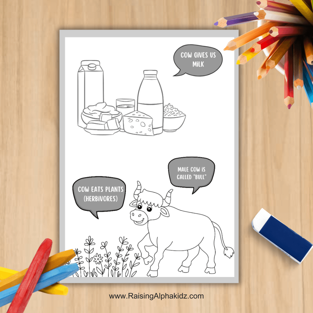 Free Printable Colouring Pages for Kids: Cow & It's Facts » Raising ...