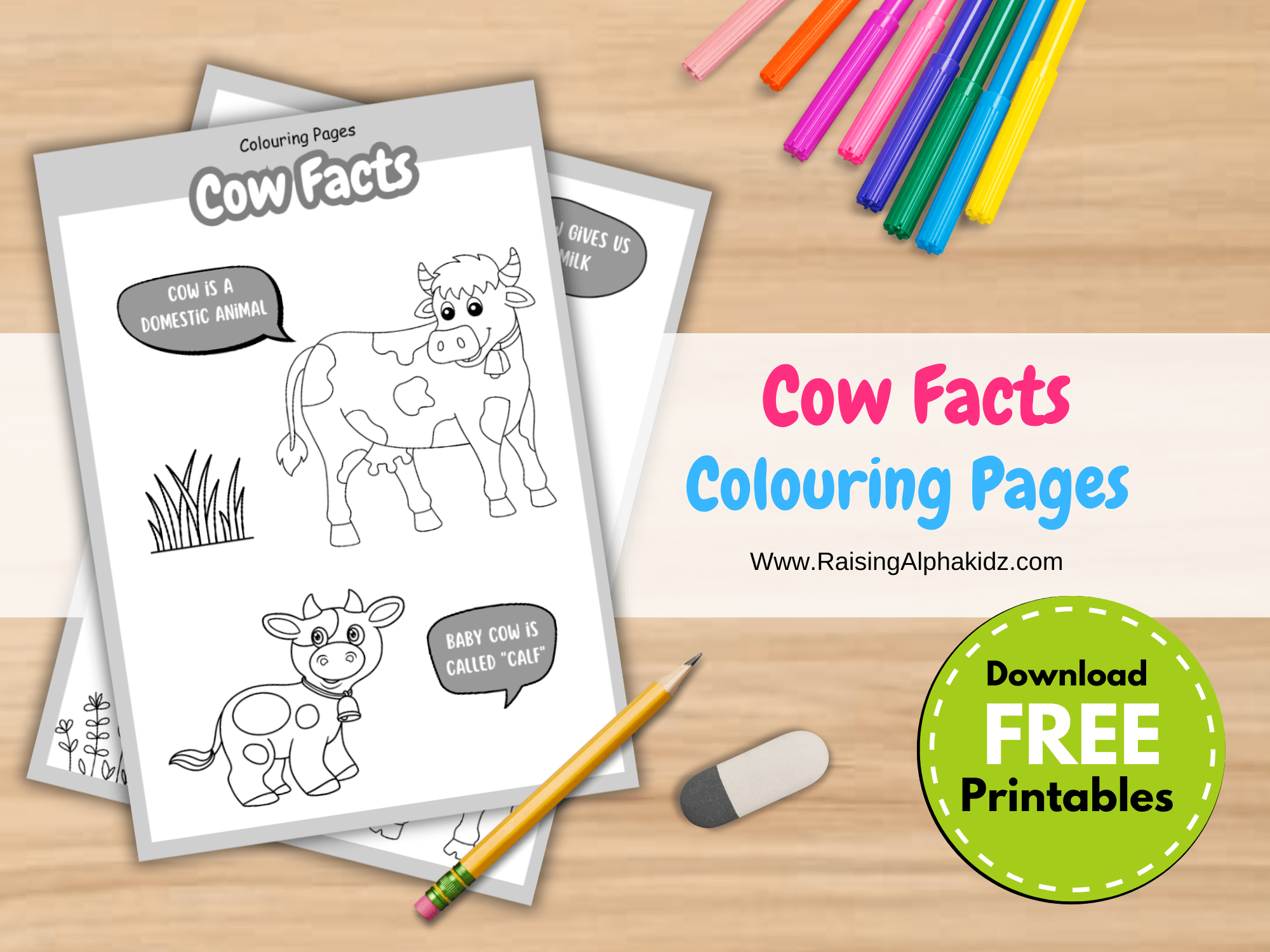 Free Printable Colouring Pages for Kids: Cow & It's Facts » Raising ...