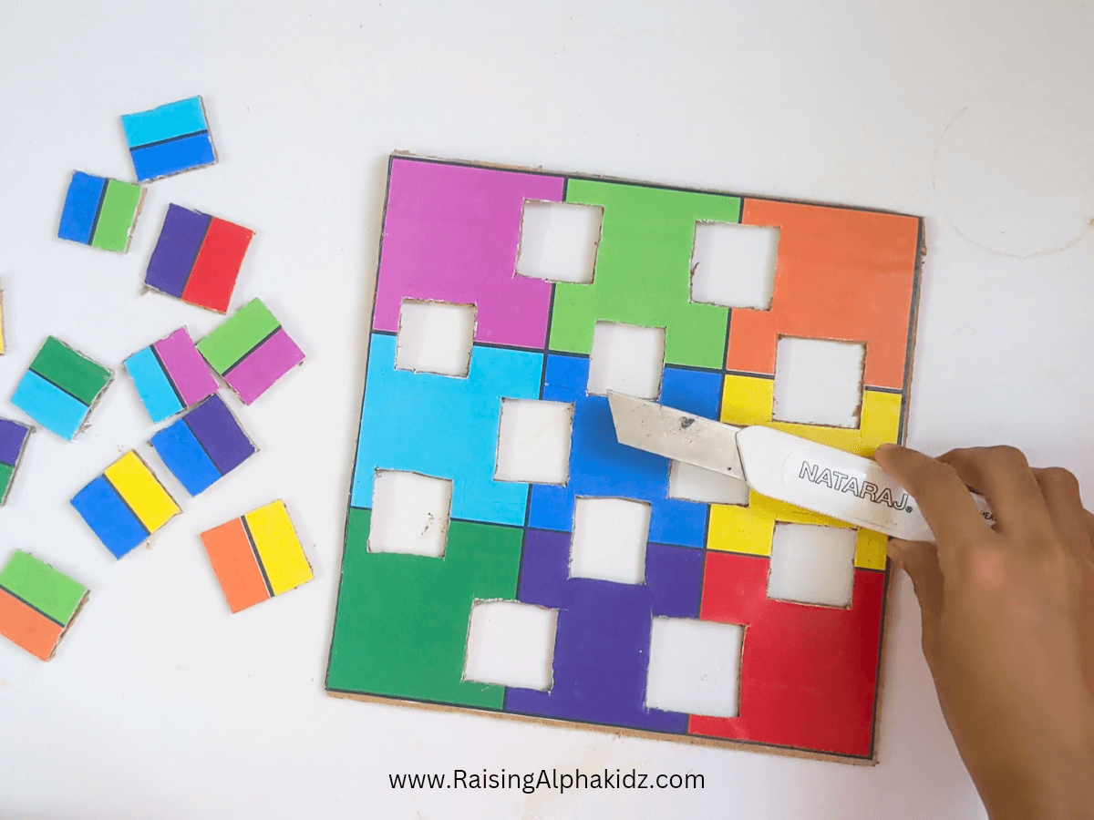 DIY Colours Grid Puzzle Activity With FREE Printables » Raising Alphakidz