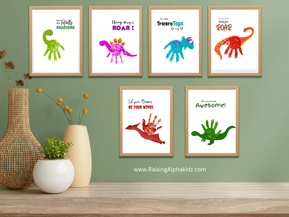 Easy Dinosaur Handprint Art Ideas With FREE Templates » Raising Alphakidz