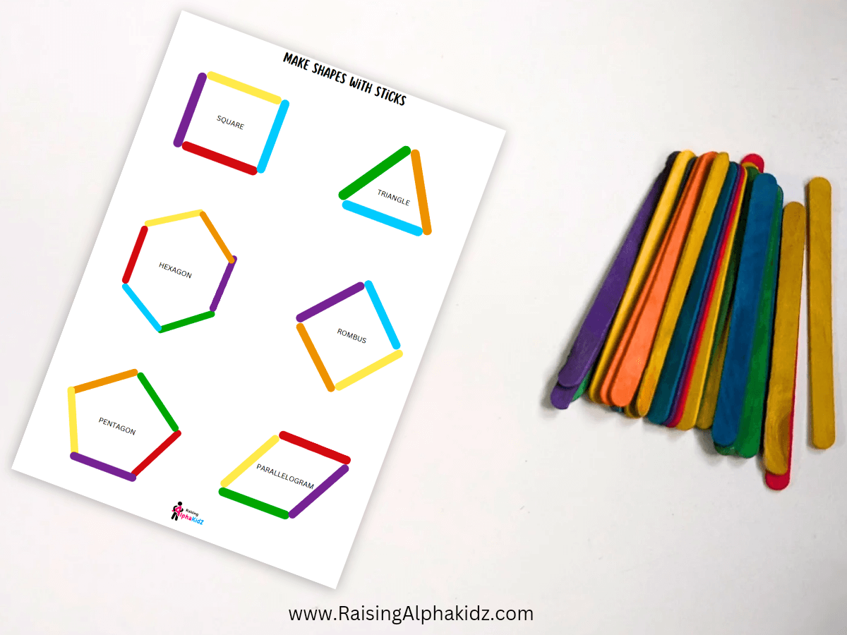 DIY Popsicle Stick Shapes Mat Printable - Preschool Shape Activity ...