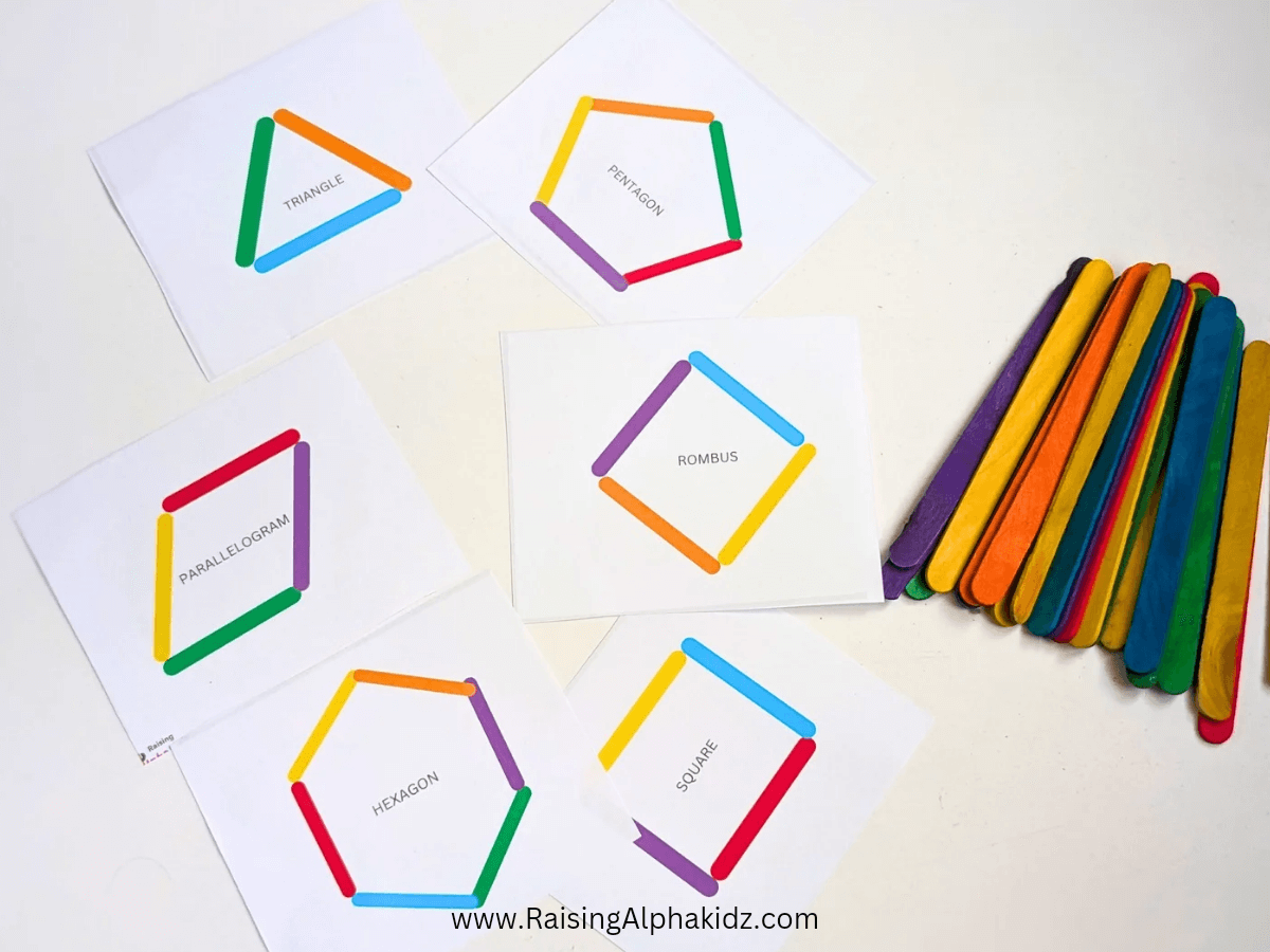 DIY Popscile Sticks Shapes Card Free Printables » Raising Alphakidz