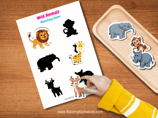 Shadow Matching Activity Free Printable – Wild Animals » Raising Alphakidz