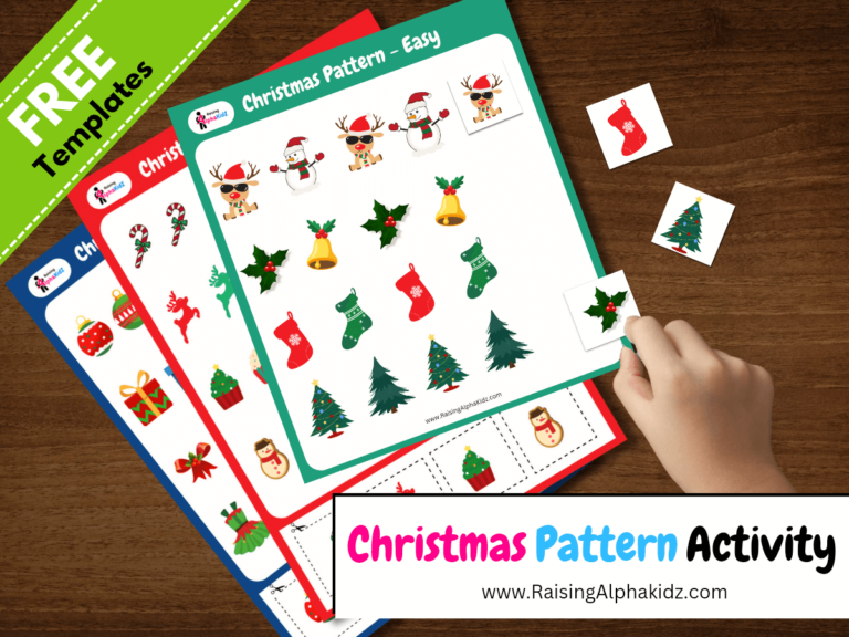 Cut And Paste Christmas Pattern Worksheets - Free PDF » Raising Alphakidz