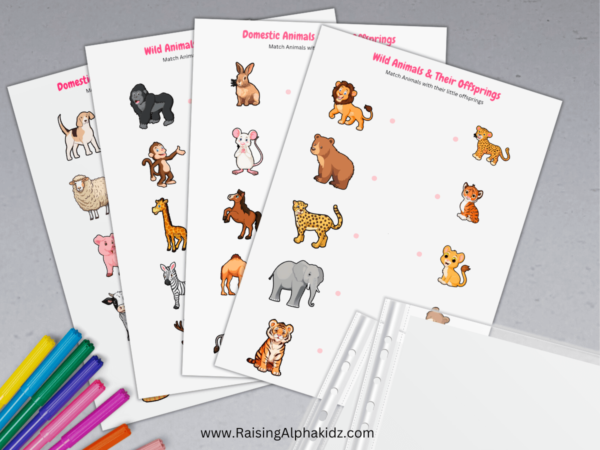 Animals And Their Young Ones Matching Worksheets - Free PDF » Raising ...